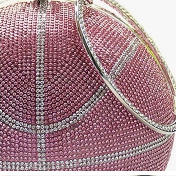 Bags | New Large Pink Silver Basketball Rhinestone Crystal Sparkly ...